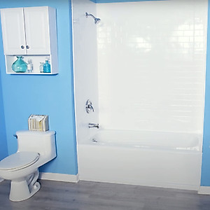 From Plain To Beautiful In Hours 133-WT-SUB-KIT Subway Tub and Shower Wall Panels Surround, Gloss White, 96 Square Feet