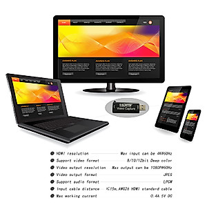 4K HDMI Video Capture Card,4K HDMI USB Capture Card for DSLR Camcorder PS4 TV Box DVD Video Recorder Laptop Live Streaming and Recording