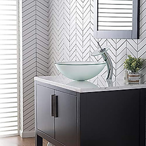 Kraus KGW-1700CH-FR Single Lever Vessel Glass Waterfall Bathroom Faucet Chrome with Frosted Glass Disk,Bronze