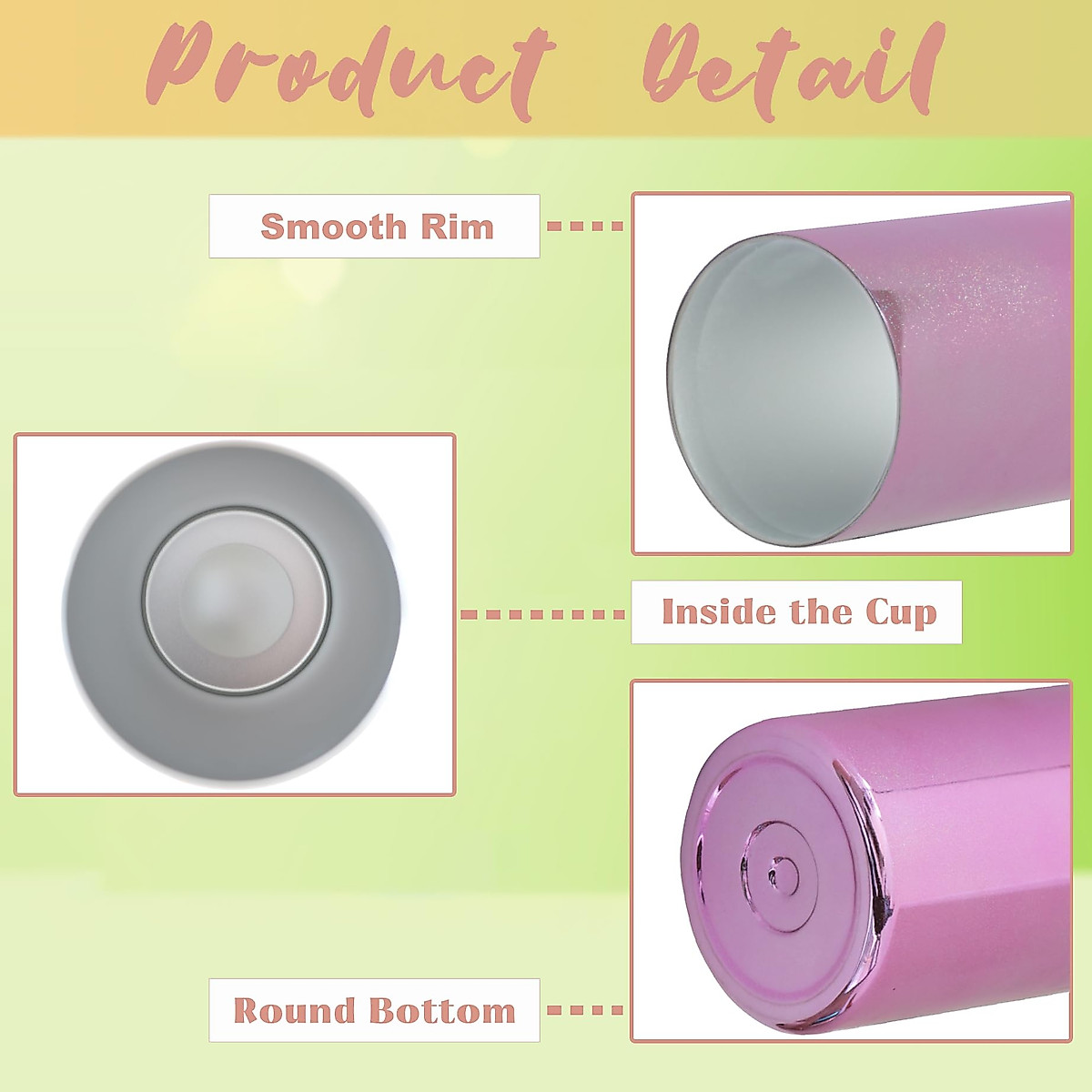 VEVELU 25 Pack 20 oz Stainless Steel Mirror Surface Glitter Sublimation Tumbler Blank with Straws Double Wall Insulated