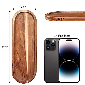 Set of 3 Plates Bathroom Vanity Wood Trays for Home Decor - for Counter Wood Small Decorative Tray, Kitchen Soap Tray,Comestic Holder Bathtub Organizer (14 x 4.7 inches