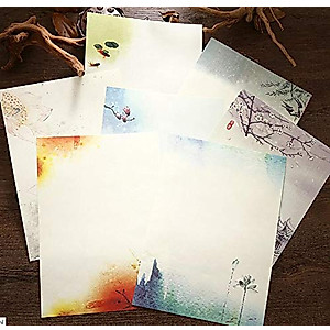 Retro Stationery Paper And Envelopes Set Letter Paper A4- Cute Kawaii Special Design Chinese Style Writing Stationery Paper Envelopes-32 Pack Stationery Paper and 16 Pack Envelopes(Retro)