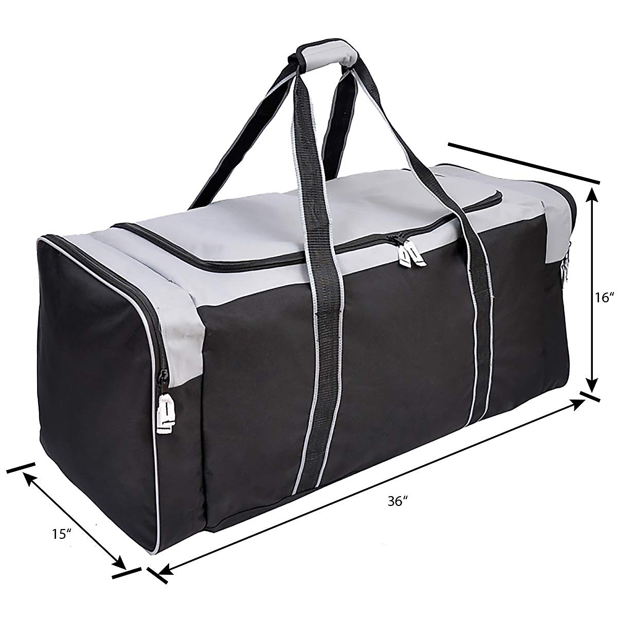 Jetstream Heavy Duty Hockey Bag | Multi Pocket Travel Duffel Bag | Large Sports Gym Equipment with Water Repellency | Foldable Luggage Bag with Padded Handles For Camping (36 Inch, Grey)
