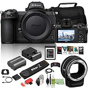 Nikon Z 7II Mirrorless Digital Camera 45.7MP (Body Only) (1653) USA Model + FTZ Mount + 64GB XQD Card + Corel Software Photo + Case + HDMI Cable + Card Reader + Cleaning Set + More
