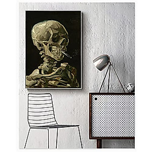 King Gift Skeleton Smoking by Vincent Van Gogh Canvas Wall Art Skull Art Van Gogh Poster Prints Pictures Artwork Home Decor Unframed (Skull with Burning Cigarette,12x16inches/30x40cm)
