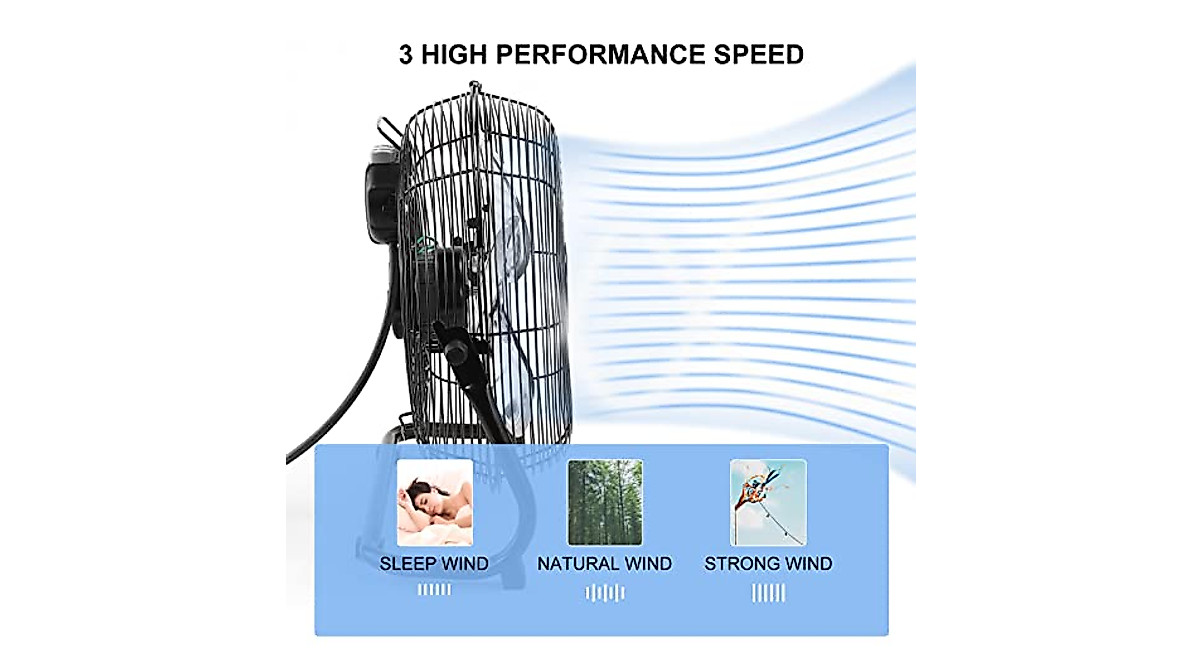 BREEZE LIVING 12-Inch Heavy Duty Industrial Floor Fan - Powerful & Quiet