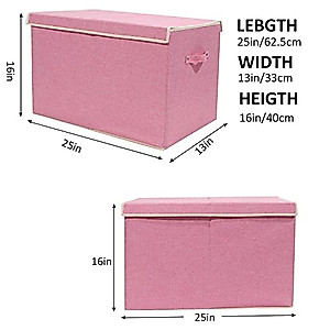 popoly Large Toy Box Chest with Lid, Collapsible Sturdy Toy Storage Organizer Boxes Bins Baskets