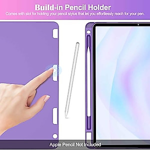 Keyboard Case for iPad Air 13-inch(M2, 2024) & iPad Pro 12.9 (6th 2022/5th 2021/4th 2020/3rd 2018 Gen), Detachable Bluetooth Keyboard| 7 Color Backlit| Slim Protection Cover with Pencil Holder, Purple