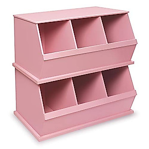 Badger Basket Three Bin Stackable Toy Storage Cubby Organizer - Pink