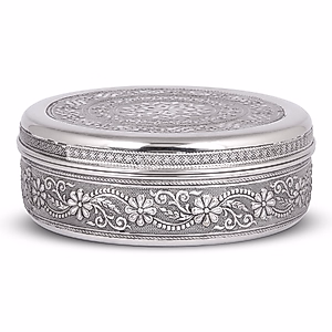 KSJONE Designer Spice Container Masala Dabba With 7 Compartments, Masala Box, Spice Container Box, Stainless Steel Spice Box Indian Masala Dabba with Lid, 8 Inch