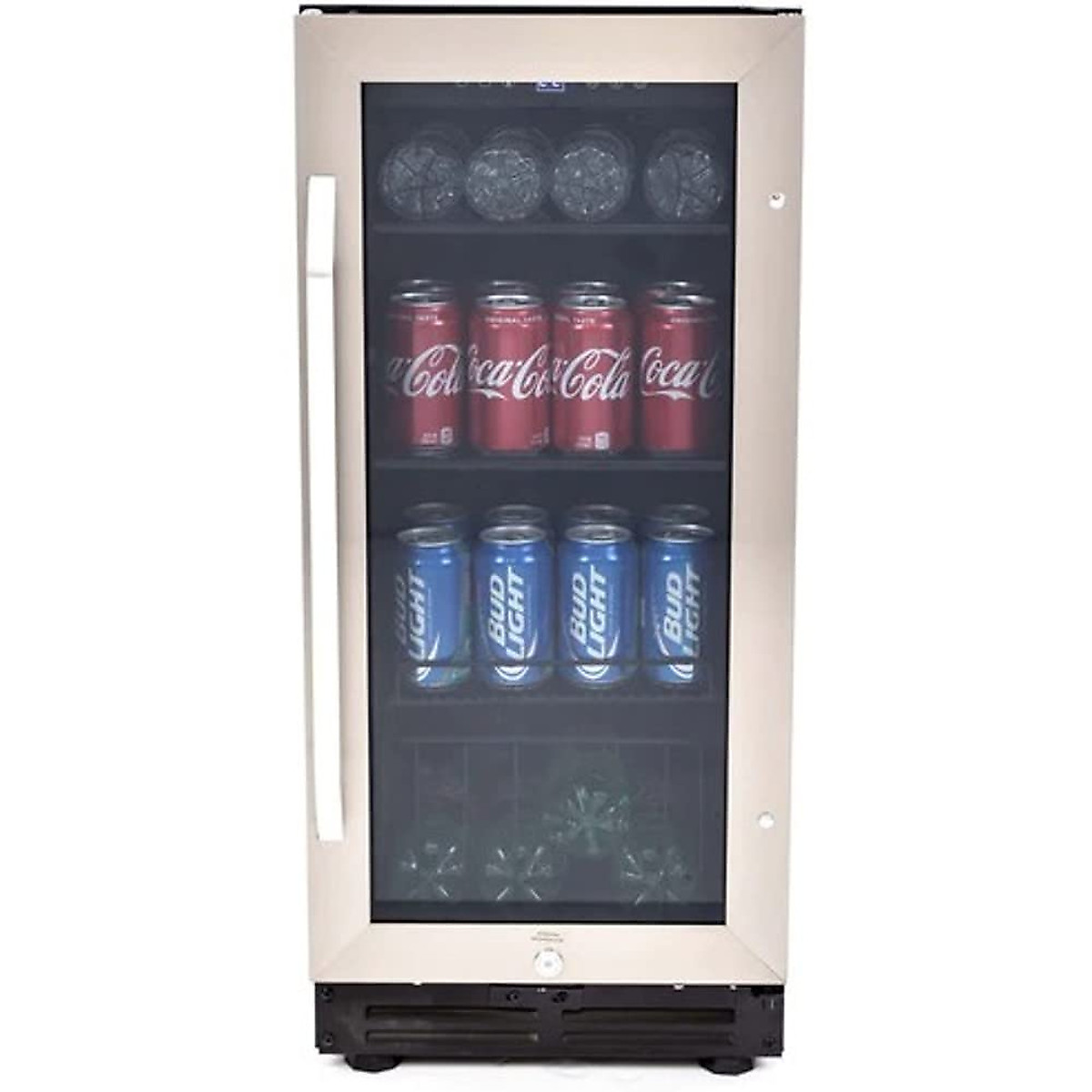 Avanti BCA3115S3S Beverage Cooler with Glass Door 72 Can Mini Refrigerator with Lock for Beer Soda Water Wine with Digital Temperature, 3.1 cu. ft, Black