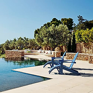 LUE BONA Folding Adirondack Ottoman, Poly Lumber Adirondack Chair Ottoman, Outdoor Footstool Footrest Weather Resistant, Patio Ottoman for Adirondack Chairs, Porch, Backyard, Garden, Navy Blue…