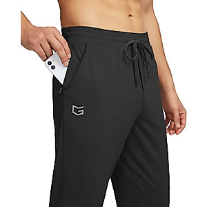 G Gradual Mens Sweatpants Zipper Pockets Tapered Track Athletic Pants for Running, Exercise, Workout (Black, X-Large)