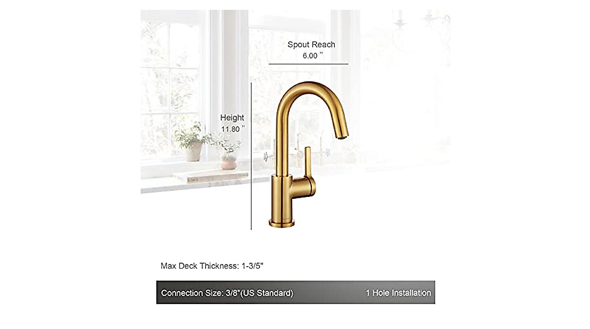 AguaStella AS1010BG Brushed Gold Kitchen & Bar Faucet | Stylish & Durable