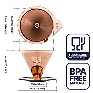 ireum Gourmet Pour Over Coffee Maker – Twill-Mesh, Paperless, Pour Over Drip Coffee Filter & Nonslip Silicone Base, 16oz.