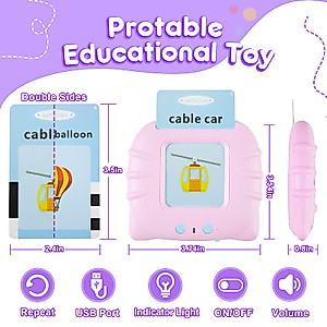 Yehtta Flash Cards for Toddlers 2 3 4 5 Year Old Boys and Girls, 224 Sight Words Talking Flash Cards, Sensory Toys for Autistic Children, Speech Therapy Toys for Kids Christmas Birthday Gifts