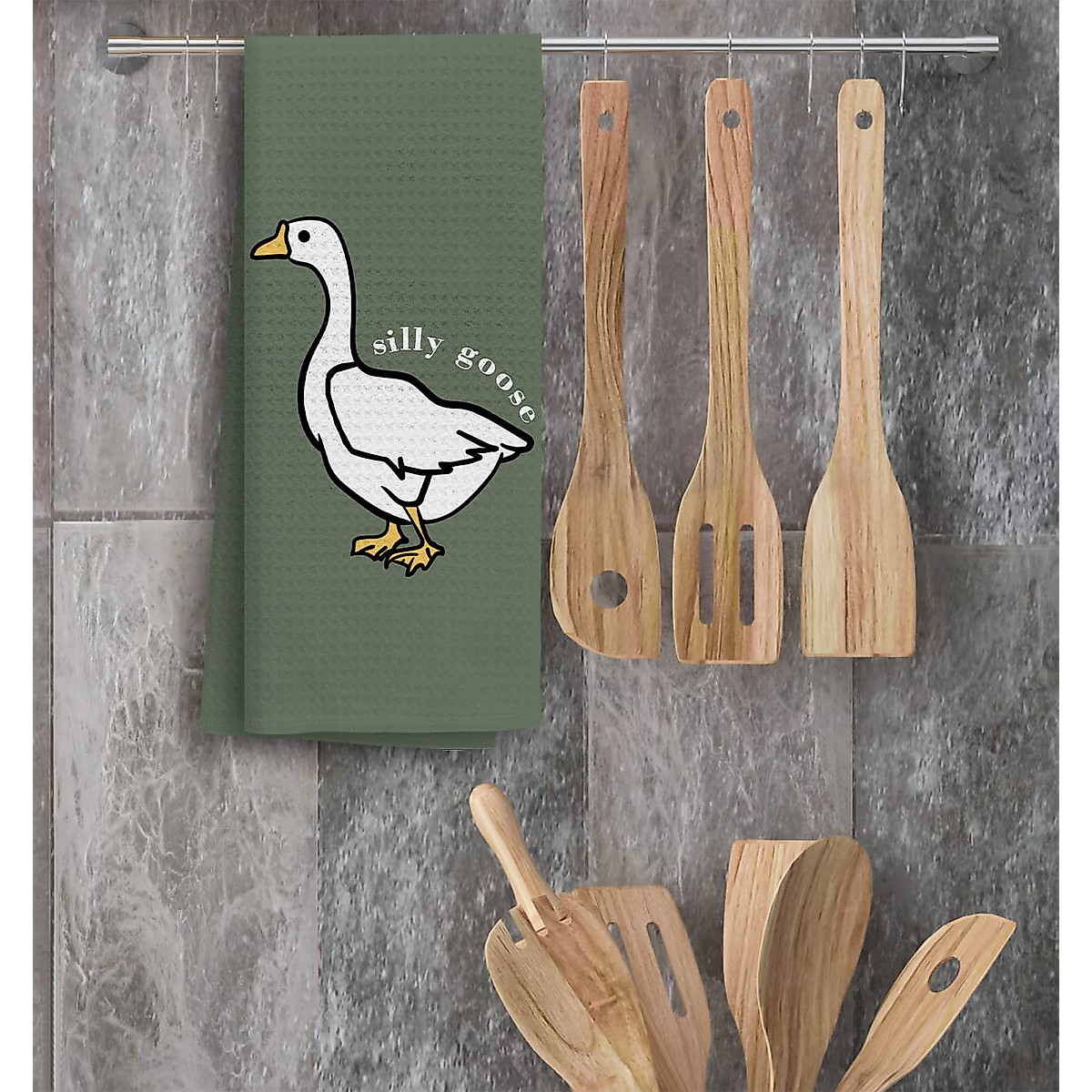 TUNW Silly Goose Funny Cartoon Goose Soft and Absorbent Kitchen Towels Dishcloth,Christian Hand Towels Dish Towels 16″×24″, Christian Gifts, Funny Goose Gifts, Goose Lover Gifts