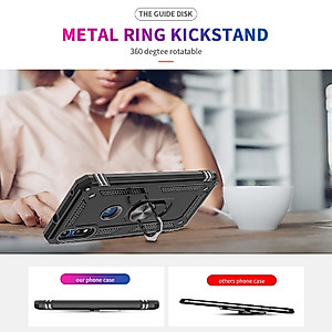 LeYi for Moto E Phone Case (2020) with [2 Pack] Tempered Glass Screen Protector, Military-Grade Protective Phone Case with Magnetic Ring Kickstand for Motorola Moto E 2020 Case, Black