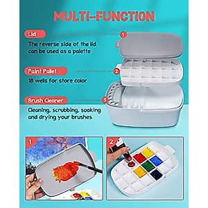 GAMENOTE Paint Brush Cleaner - Paint Brush Holder with Palette and Handle, Paint Brush Rinser for Acrylic, Watercolor, and Water-Based Paints