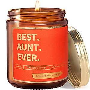 Gifts for Aunt - Best Aunt Ever, Lavender Scented Candle, Soy Wax | Empowering Aunt Birthday Gifts from Niece or Nephew | BAE Cool Favorite Auntie Bday Present | Aunt Candle, 9oz