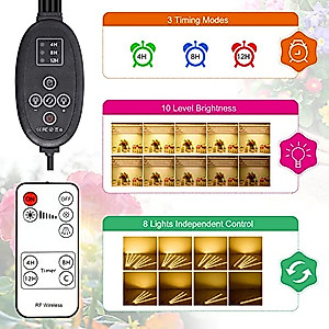 Grow Lights Strip Full Spectrum Cabinet Lights Grow Plant Light with 4/8/12H Auto On/Off Timer,384 LEDs 10 Brightness Grow Bar Strips Sunlike Grow Lamp for Indoor Plants 8 Pack