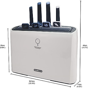 Charmline Smart Cutting Board And Knife Set With Holder, 4 Color Coded Chopping Boards, 4 Knives, Drying Holder Organizer For Kitchen, Smart Home Gadgets,Blue