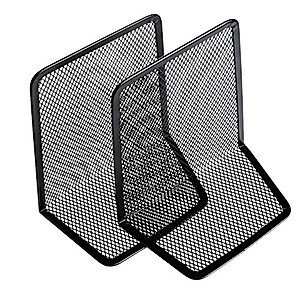 luosh 1 Pair Mesh Bookends Metal Desk Bookends Desk Organizer Desktop Office Home Book Support for Shelves
