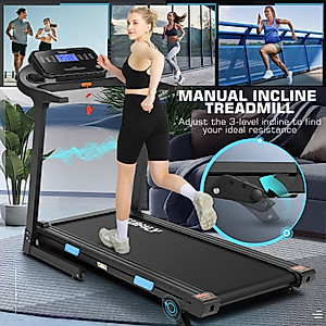 FUNMILY Treadmill 300 lb Capacity with Incline, Ultra-Wide Running Area, Max 3.25HP Large Folding Treadmill for Home Black