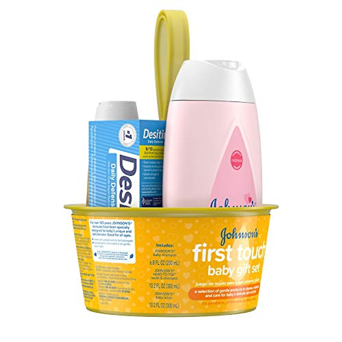 Johnson's First Touch Baby Gift Set, Baby Bath, Skin, & Hair Essential Products, Kit for New Parents with Wash, Shampoo, Lotion, & Diaper Rash Cream, Hypoallergenic & Paraben-Free, 5 Items