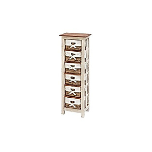 Deco 79 Wood 6 Baskets and 2 Doors Storage Unit, 16" x 11" x 50", White
