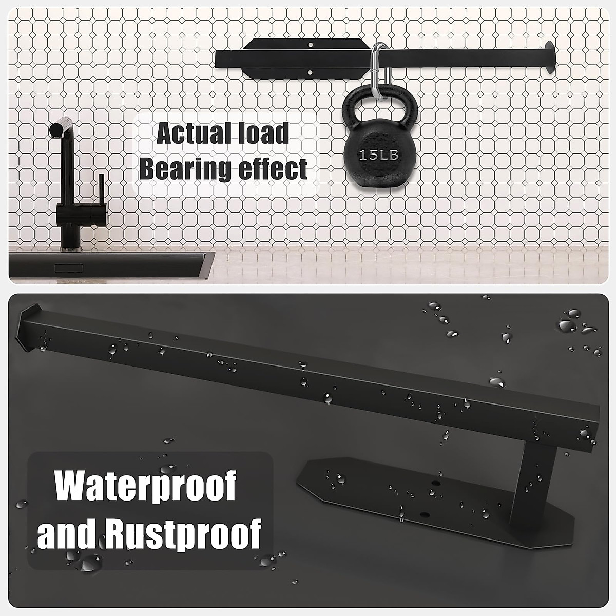 Paper Towel Holder Under Cabinet - Sturdy 304 Stainless Steel Kitchen Paper Towel Holder Wall Mount, Drilling or Self Adhesive Paper Towel Holder for Kitchen, Bathroom, Black