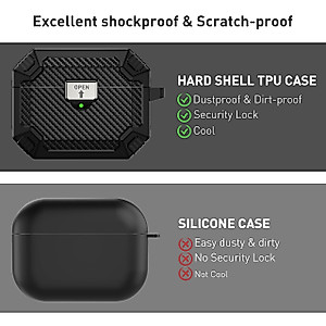 Winproo Armor Airpods Pro Case Cover with Lock Clip, Military Hard Shell Full-Body Shockproof Protective Case Skin with Keychain for Airpods Pro (Black)