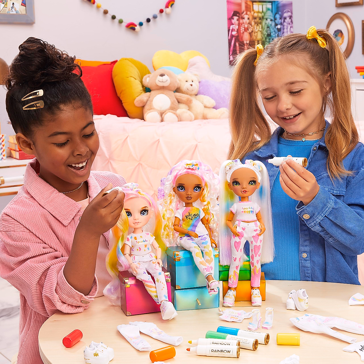 Rainbow High Color & Create Fashion DIY Doll with Washable Rainbow Markers, Blue Eyes, Straight Hair, Bonus Top & Shoes. Color, Create, Play, Rinse and Repeat. Creative 4-12+