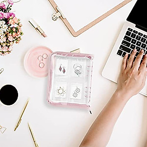 Transparent Jewelry Organizer, Jewelry Storage Book with Pockets, Travel Jewelry Storage Album Binder Zipper Pouch Bag for Necklaces Earrings Ring Display - 80 Grids+80 Anti-Oxidation PVC Bags