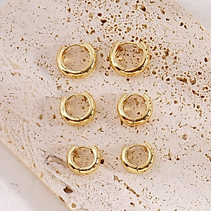 CONRAN KREMIX Mini Thick Gold Chunky Hoop Earrings Lightweight Huggie Hoops For Women 14MM