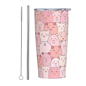 JASROTAO Cute Pigs Tumbler,Pigs 20oz Stainless Steel Insulated Travel Tumbler,Travel Coffee Mug with Lid and Straw Water Bottle Drink Tumbler Cups Gifts for Women Men Lovers