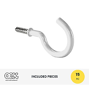 OOK 50683 1-1/4-Inch Vinyl Mug Hooks Tidy Tins, White, 15-Piece (1 Pack)