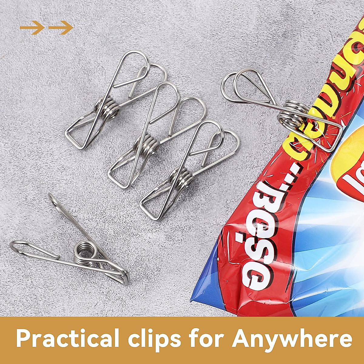 40 Pack Clothes Pins Heavy Duty, 304 Stainless Steel Clothes Pins with Waterproof Bag, Metal Clothespins Assorted Size Include Extra Large, 2.4/2.6/3.4 Inch Laundry Pins for Hanging Clothes Outdoor