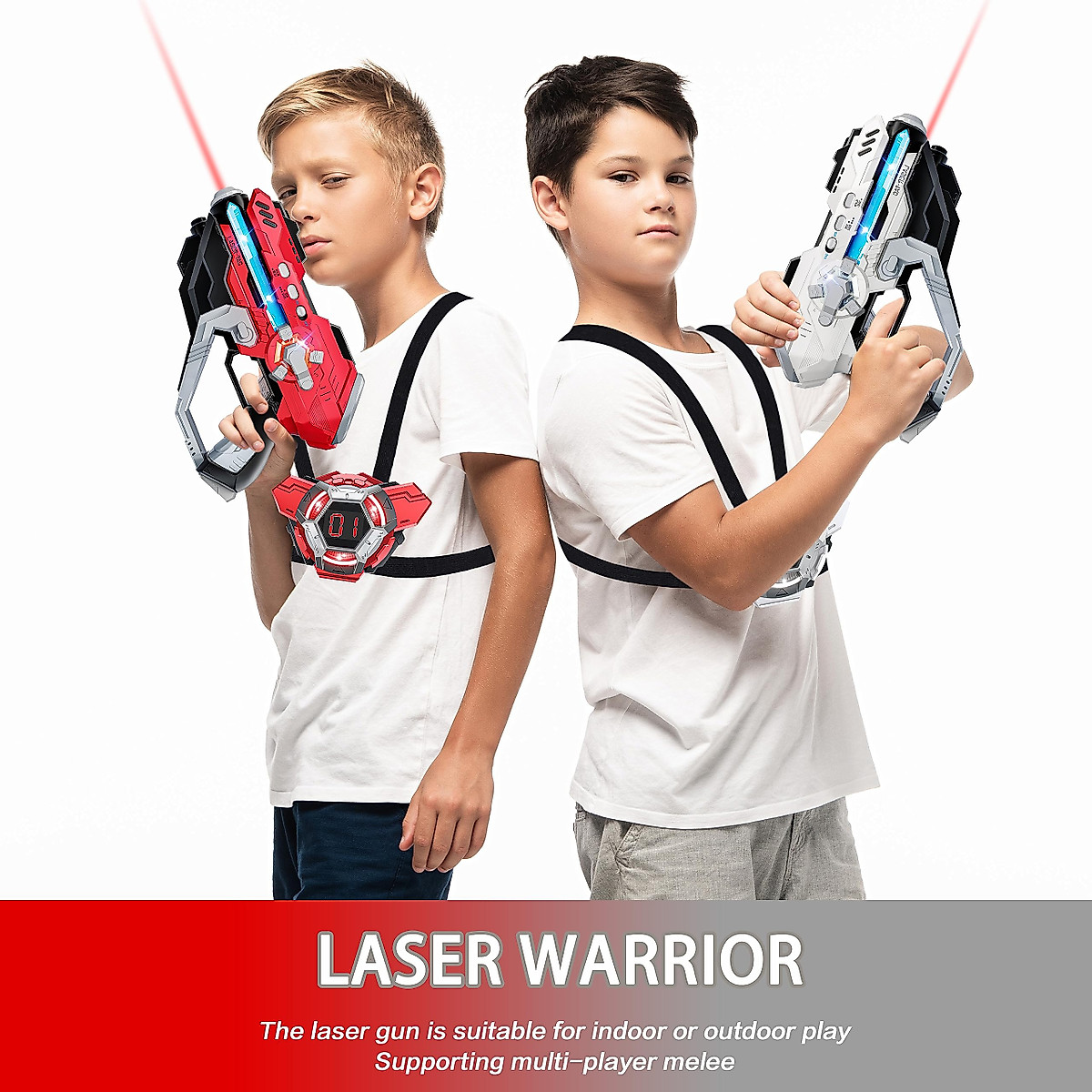Kusntin Laser Tag Guns Set & Vests, Player Digital LED Display, Infrared Multi-Function Toy Gun, Arcade Gifts for Kids & Adults,Boys Girls for 8-12+ Years Old (Old Set of 4)