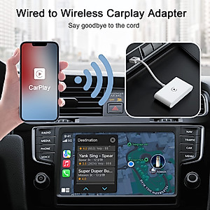 LXJADAP CarPlay Wireless Adapter, for Wired Apple CarPlay Wireless Adapter, Compatible with Cars from 2016 & iPhone iOS 10+, Black Car Play Dongle Plug and Play, 5GHz Wi-Fi Wireless CarPlay…