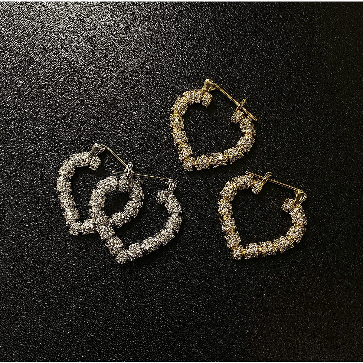 Heart Hoop Earrings for Women 14K Gold Plated Hypoallergenic Bamboo Cubic Zirconia Hoops Lightweight Heart Huggie Earrings for Women Jewelry Gift