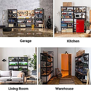 5 Tier Storage Shelve Heavy Duty Metal Shelving Units, Bolt-free Assembly, 80H x 40W x 20D inch, Adjustable Utility Shelf Steel Storage Rack with Durable MDF Boards for Garage Kitchen Bedroom (Black)