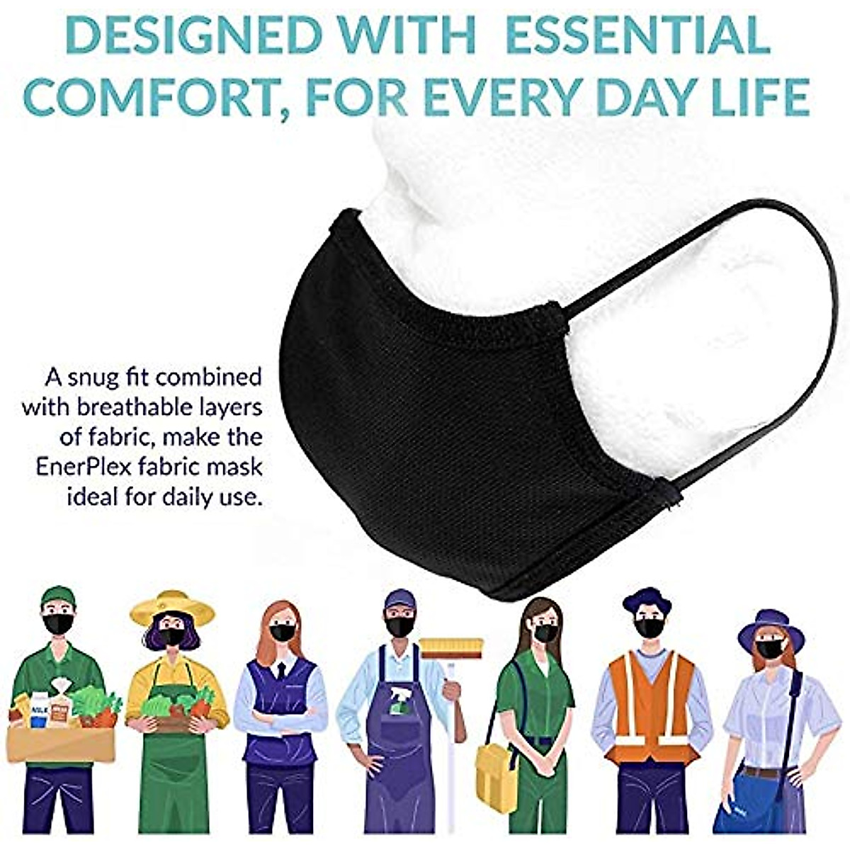 Simpli-Magic Reusable Face Mask, One Size (Pack of 20), Black/White, 20 Pack