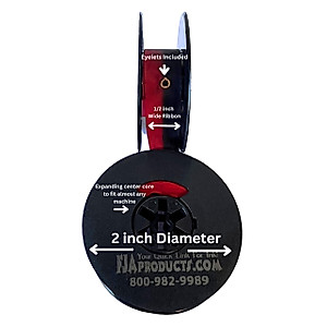 FJA Products Universal Typewriter Ribbon - 1/2 Inch Wide Black and Red Ink Ribbon with Eyelets on 2 Inch Spool