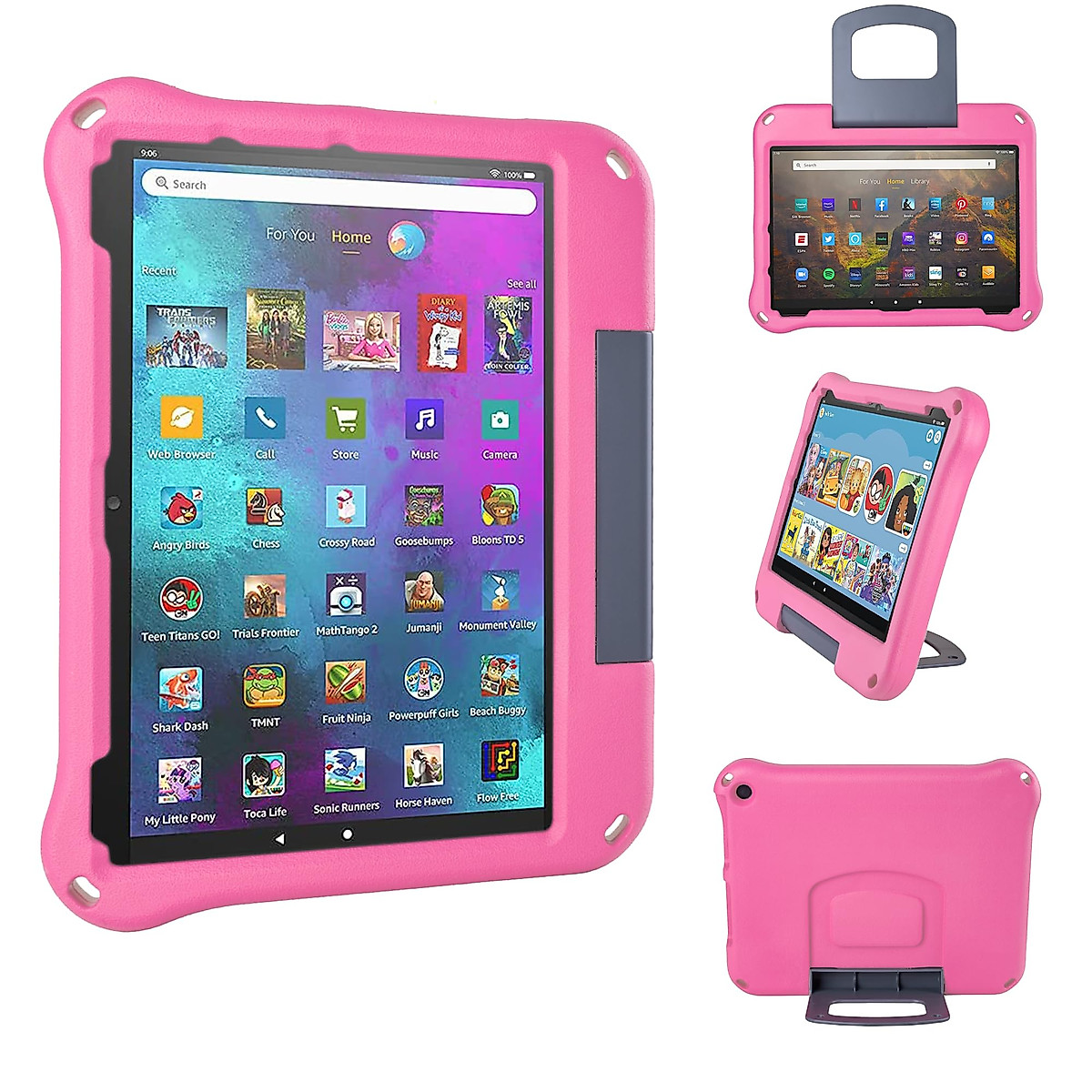 2023 New 10in Tablet Case for Kids(2021/2023 Release 11/13th Generation),OQDDQO ipad Light Weight Anti Slip Shockproof Kids Friendly Case for 10 inch Table (Pink)