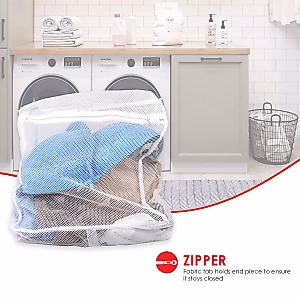 Laundry Bag For Washing Machine, (White), By Home Basics | Lingerie Mesh Laundry Bag With Zipper | Washer Bags For Laundry and Travel