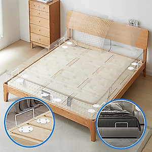 Non Slip Mattress Slide Stopper, Retainer Bar Anti-Slip Baffle Secure Grip Fits Most Wooden Bed Frames Easy Installation Metal Pad Gripper 6PCS White