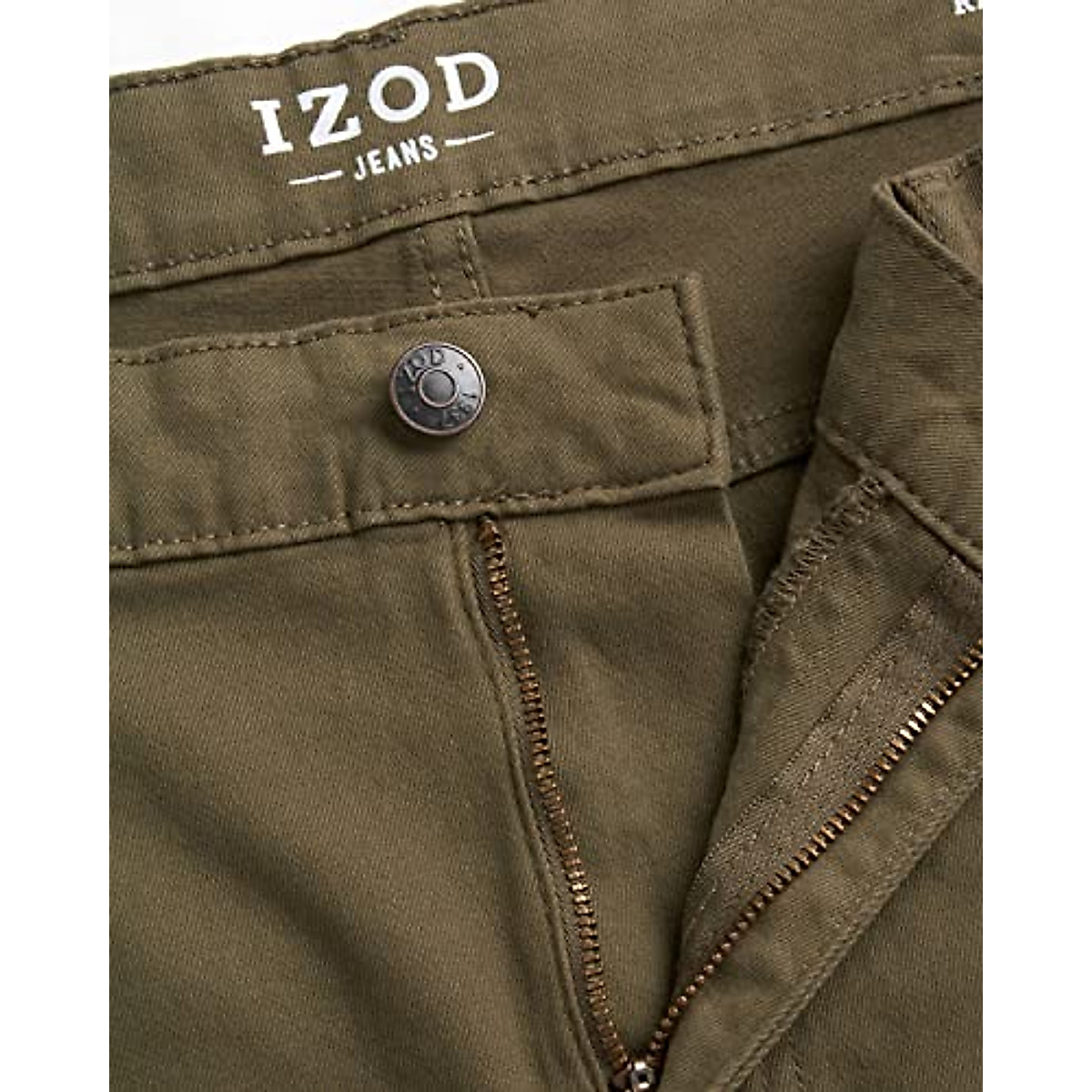 IZOD Men's Denim Jeans - Comfort Stretch Relax Fit Jeans - Casual Jeans for Men, Size 32W x 30L, Smoky Olive