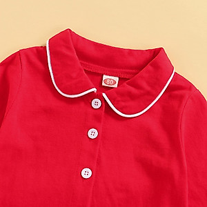 MAINESAKA Toddler Baby Girl Boy Christmas Pajamas Set Button-Up Shirt Top+Pants Bottoms Sleepwear Loungewear Gifts for Kids (A Red 3, 12-18 Months)