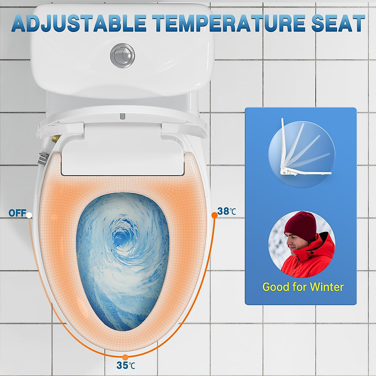 Electric Bidet Smart Toilet Seats with Istant Warm Water, Air Dryer, Nightlight, Remote Control, ELONGATED and Cotton White